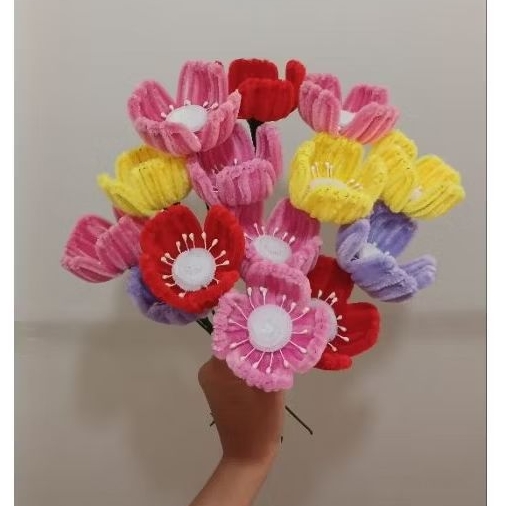 Jual Bunga Poppy Bunga kawat bulu Bunga Hias pipe cleaner | Shopee ...