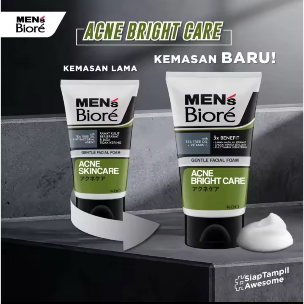 Jual Men's Biore Facial Wash Acne Bright Care Non Scrub Tea Tree Oil ...