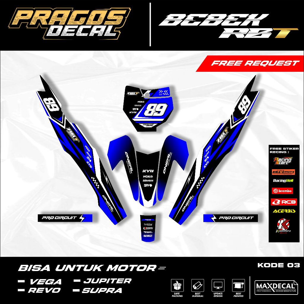 Jual PRAGOS DECAL STRIPING SEMI FULL RBT VEGA R NEW KTM CRF YZ 85NEW ...