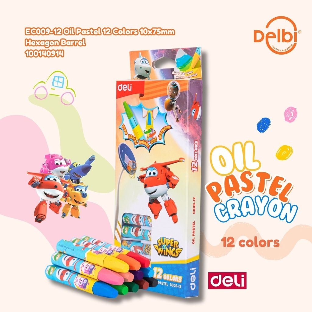 Jual EC009-12 Oil Pastel 12 Colors 10x75mm Hexagon Barrel KRAYON DELI ...
