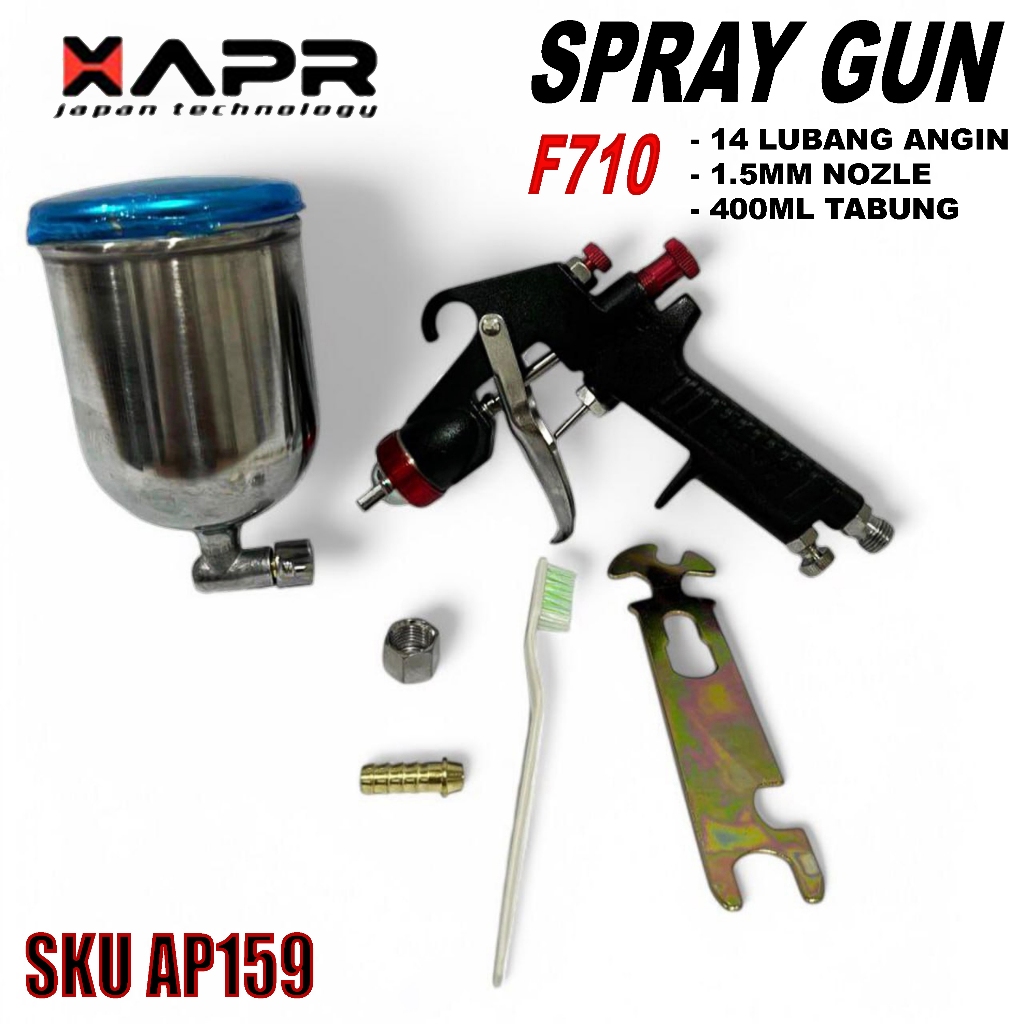 Jual APR SPRAY GUN F710 14 lubang alat semprot cat nozzle 1,5mm tabung ...