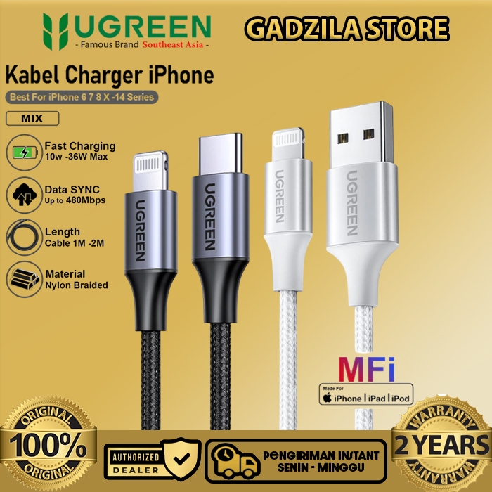 Jual UGREEN Kabel Data For iPhone MFi USB Lightning Dan USB Type C To Lightning Fast Charging ...