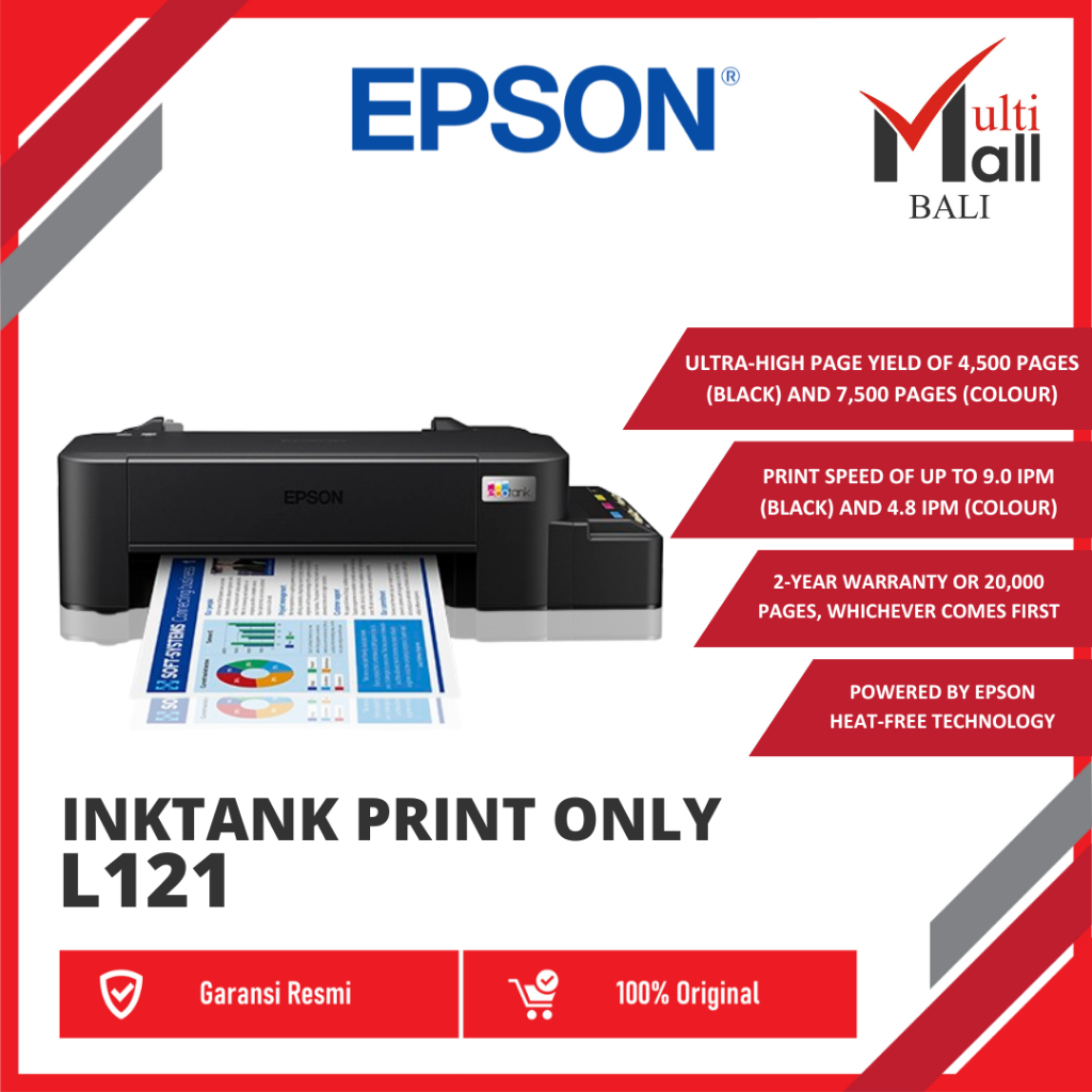 Jual PRINTER EPSON L121 INKTANK PRINT ONLY / PENGGANTI L120 | Shopee Indonesia