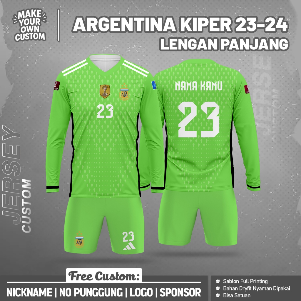 Jual Baju Bola Argentina Kiper 2023 - 2024 Lucky Jersey Free Custom ...