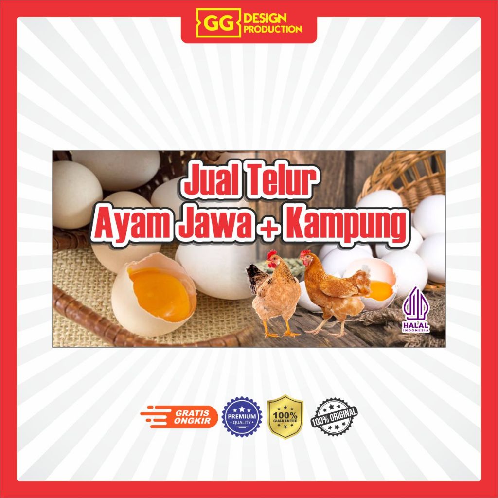 Jual cetak iklan spanduk banner mmt baliho jual telur ayam | Shopee ...