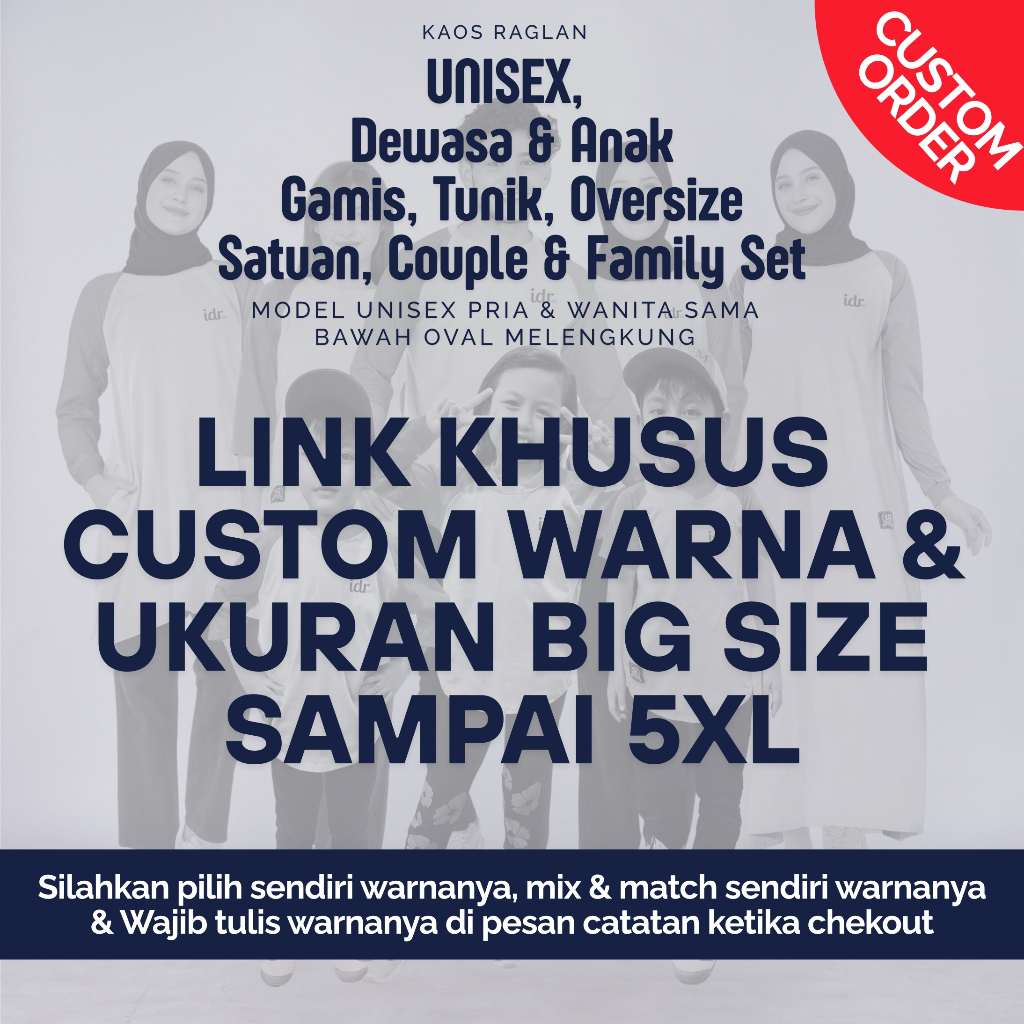 Jual Indonesia Raglan Link Custom Warna & Ukuran Besar Satuan / Family ...