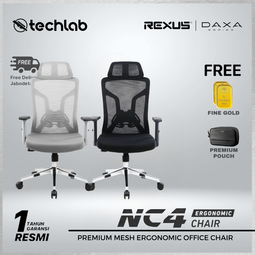 Jual Rexus NC4 / NC-4 Ergonomic Office Chair Kursi Kantor Adjustable ...