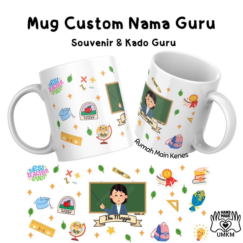 Jual Mug Custom Nama Guru — Hadiah Guru Souvenir Kado Perpisahan Guru ...
