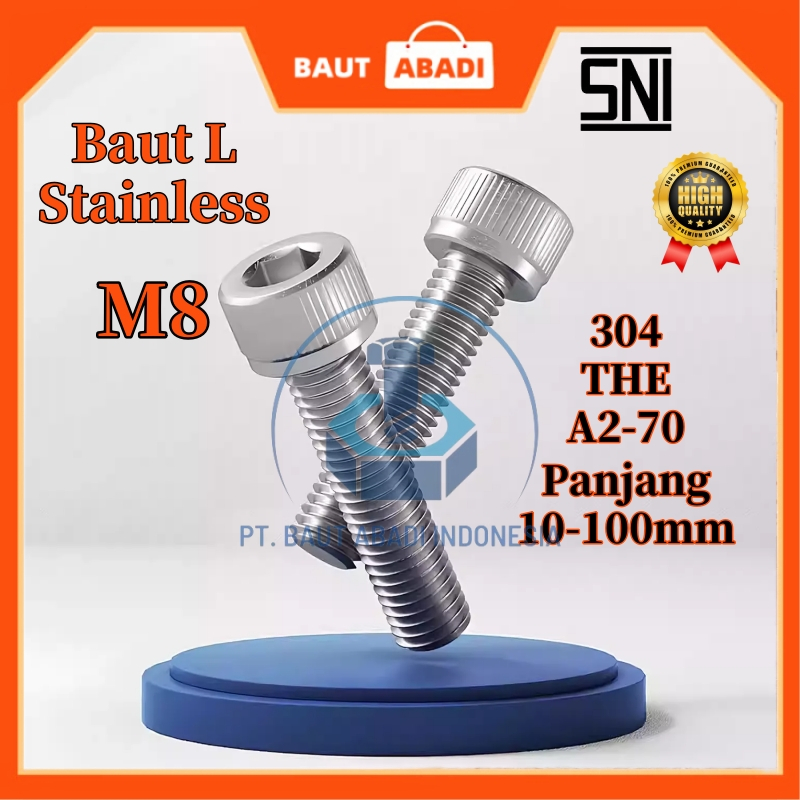 Jual Baut L M8 Stainless 304 THE A2-70 Hex Socket Head Cap Screw SS SUS soket segi enam | Shopee ...