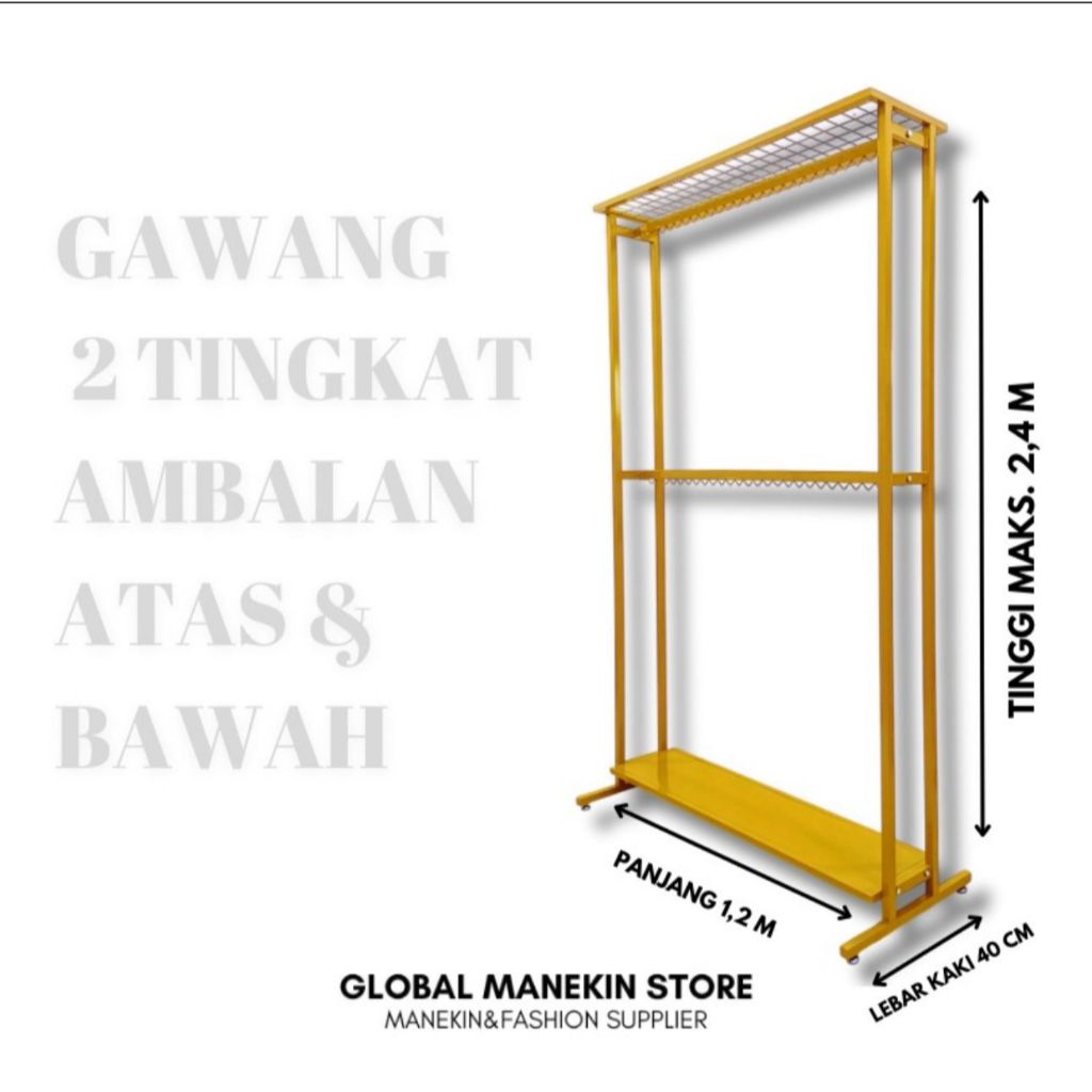 Jual Gawang Baju Stainless Tinggi 2,2 Meter Model 2 Tingkat | Shopee ...