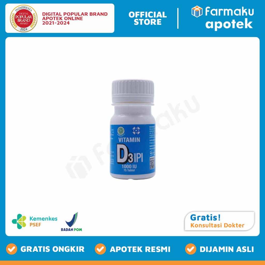 Jual Vitamin D3 IPI 1000 IU Botol 70 - TJD | Shopee Indonesia