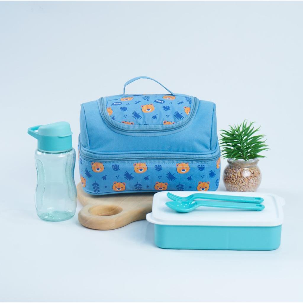 Jual LUNCHBOX TAS SET OF 4 PCS FREE SENDOK GARPU / LUNCHBOX KOTAK BEKAL MAKAN DAN BOTOL MINUM ...