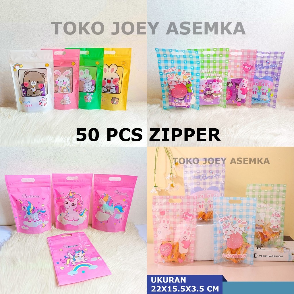 Jual (50 LEMBAR) STANDING ZIPPER PLASTIK LUCU ZIP LOCK KLIP CLIP GOODY ...