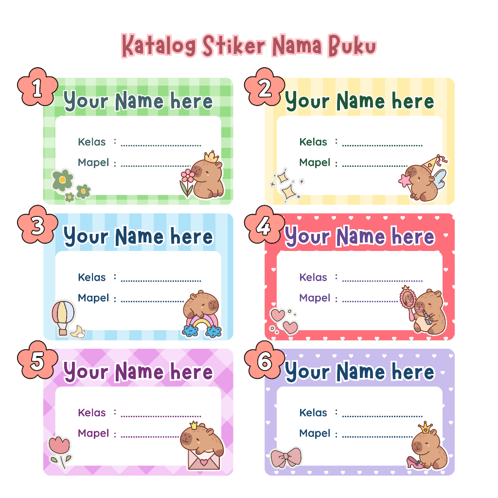 Jual Capybara | Stiker Label Buku Pelajaran Stiker Nama Buku / Stiker ...