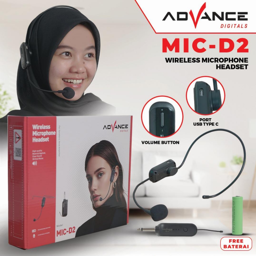 Jual Advance MIC-D2 Mic Bando Mic Clip On Wireless Headset Mikropon ...