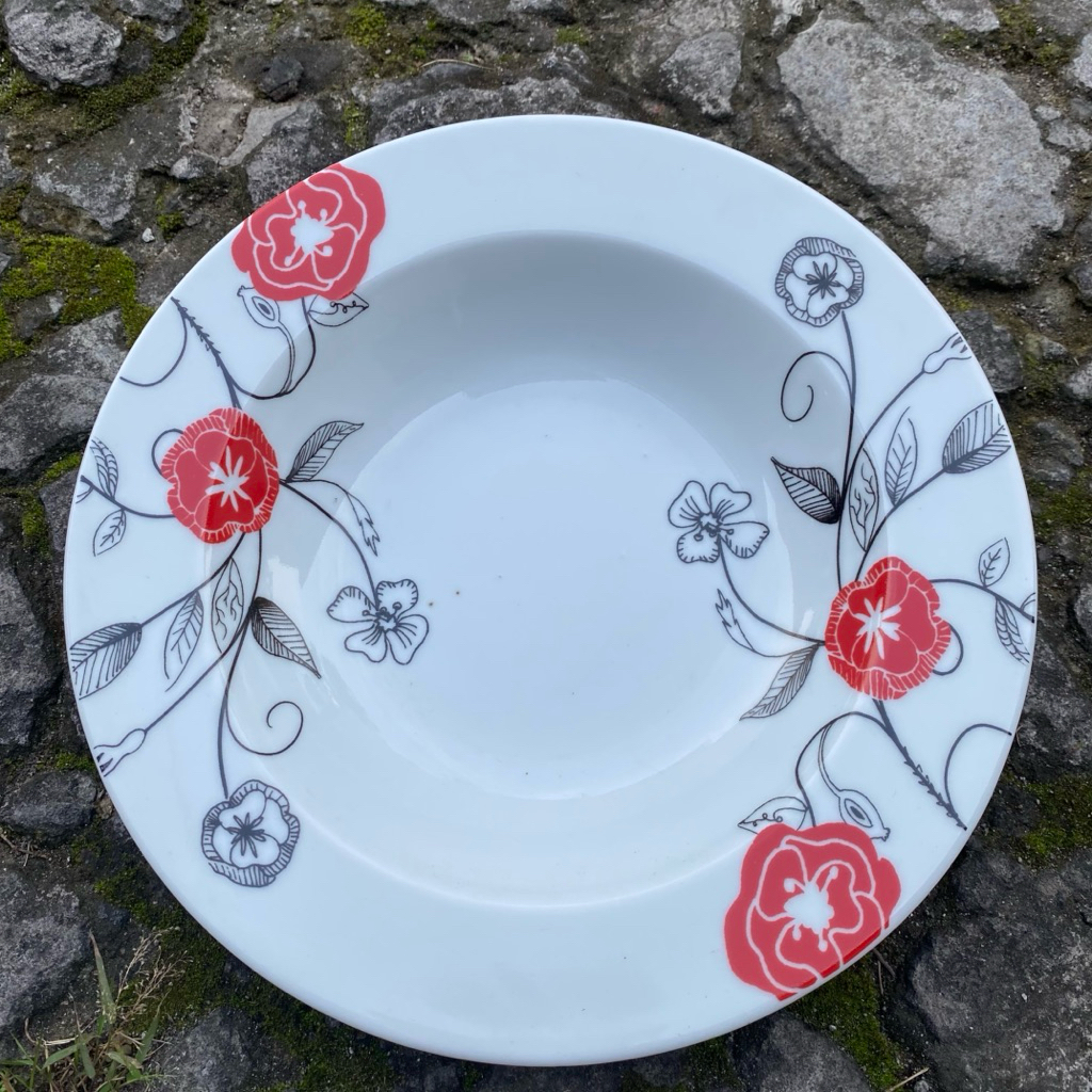 Jual Piring makan pasta/pasta plate keramik love blossom salad | Shopee ...