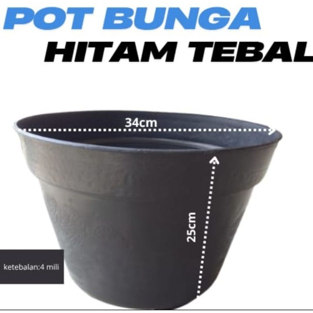 Jual pot bunga plastik tebal hitam pot hitam tebal pot bonsai pot ...