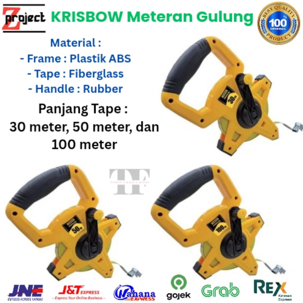 Jual KRISBOW Measuring Tape Fiberglass 30 meter 50 meter 100 meter ...