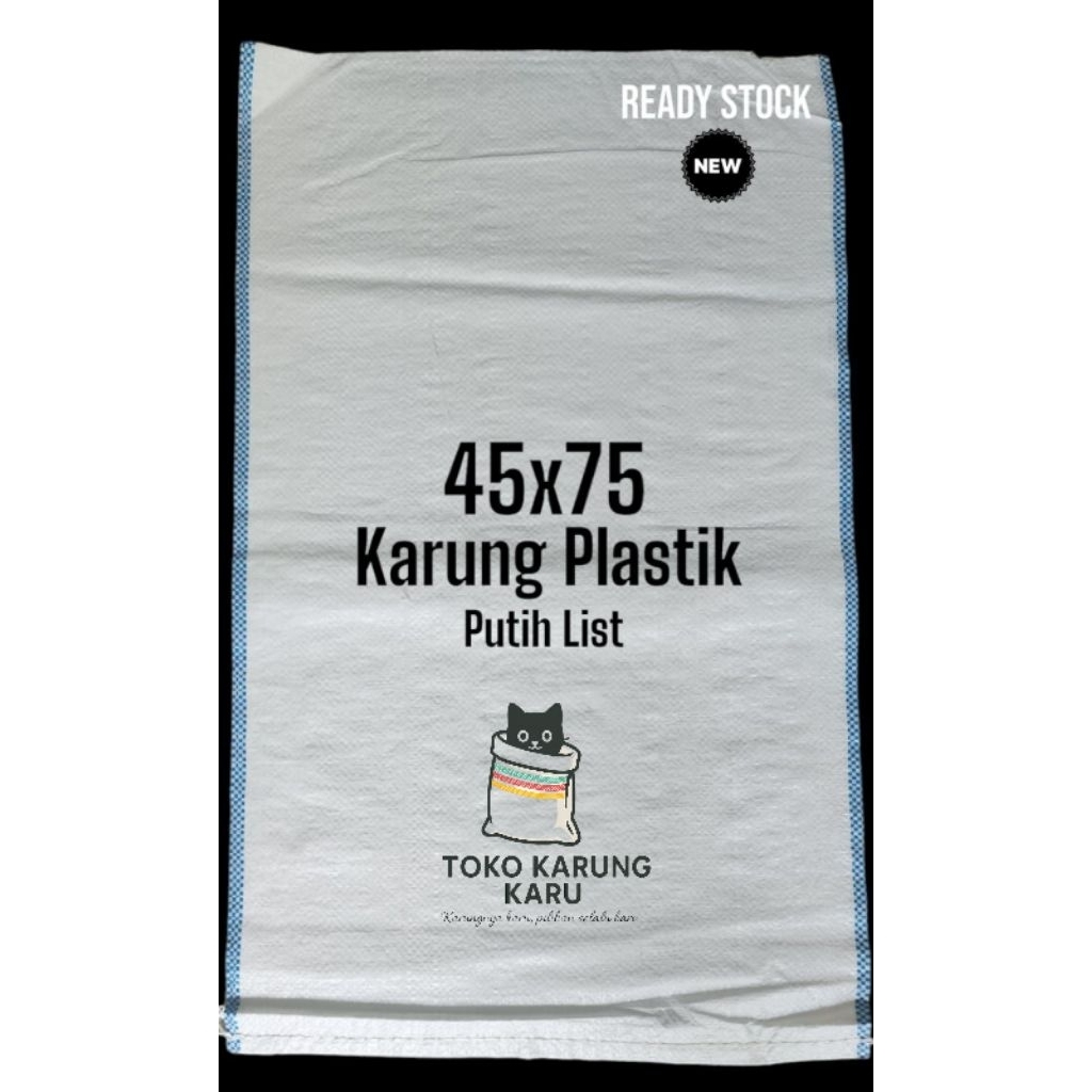 Jual Karung Plastik Baru UK 45x75 Putih List Biru - Untuk Berat 25kg ...