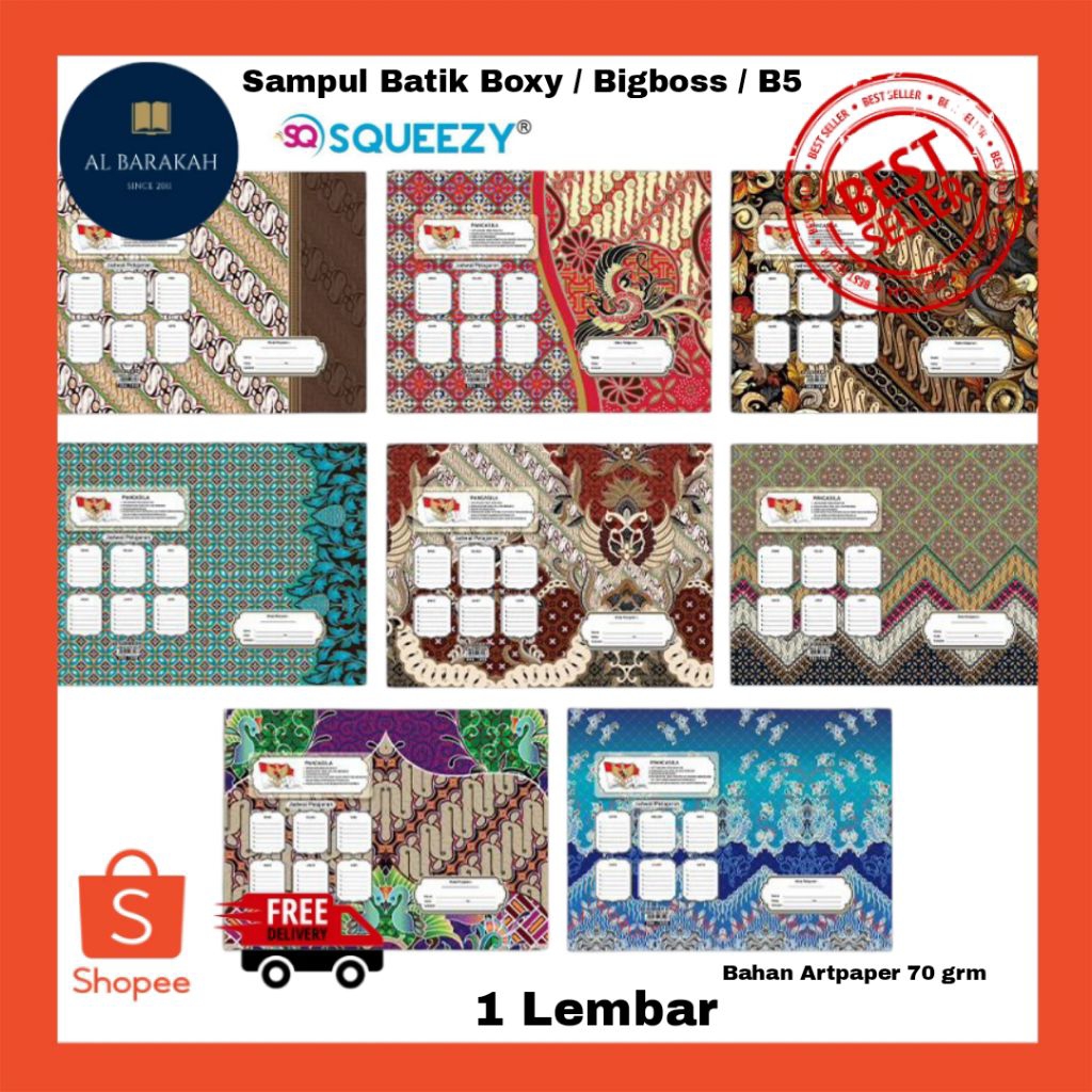 Jual 1 Lembar !!! Sampul Buku Batik Boxy / Sampul buku Warna warni ...