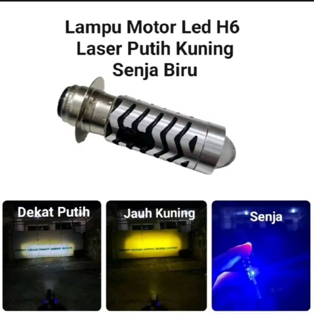 Jual Lampu Utama LED H6 Laser Jauh Dekat PutihKuning Plus Senja Biru AC ...