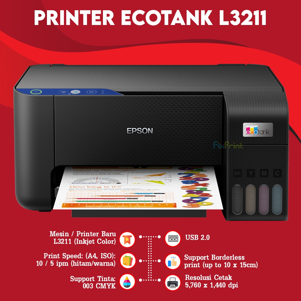 Jual Printer Epson L3210 L3211 Hitam L3216 Putih EcoTank Print Scan Copy Pengganti L3110 Print ...