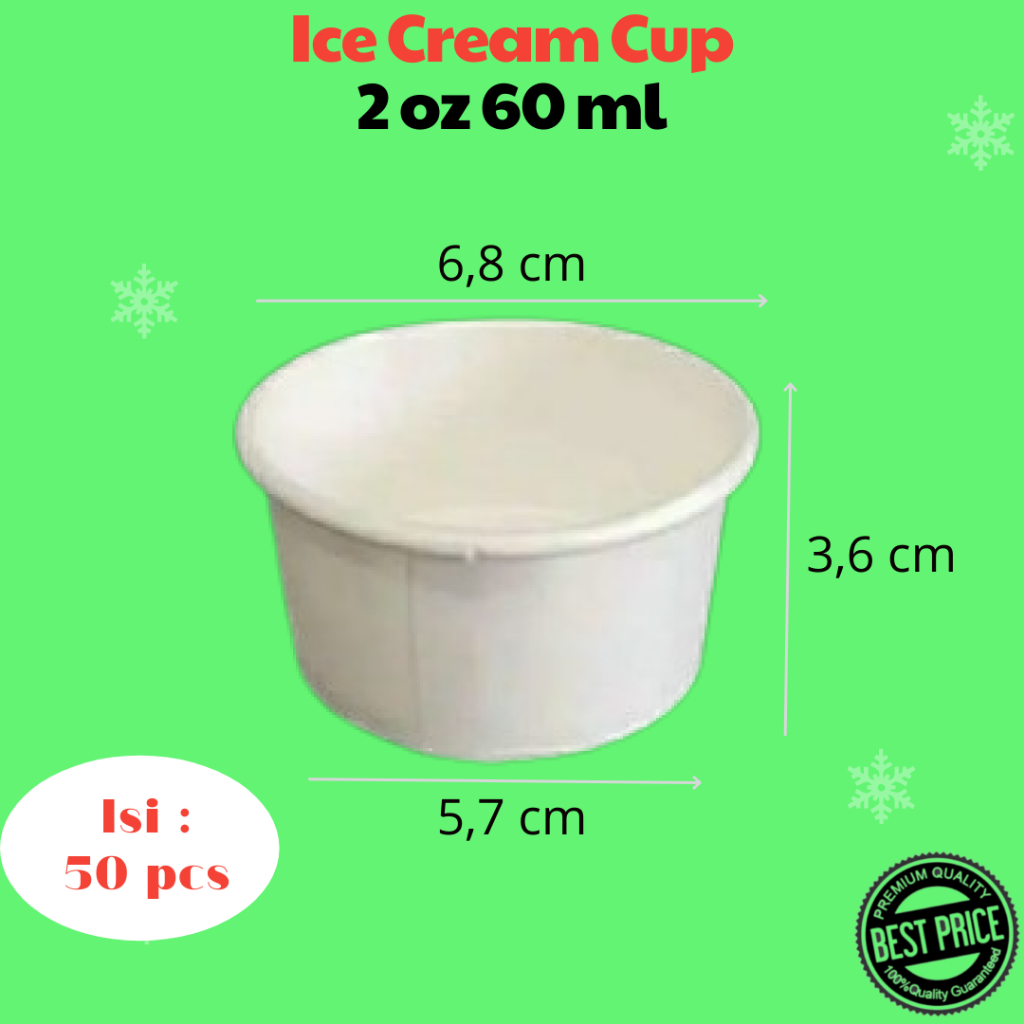 Jual Paper Ice Cream Cup 2 oz 60 ml Polos isi 50 pcs | Shopee Indonesia