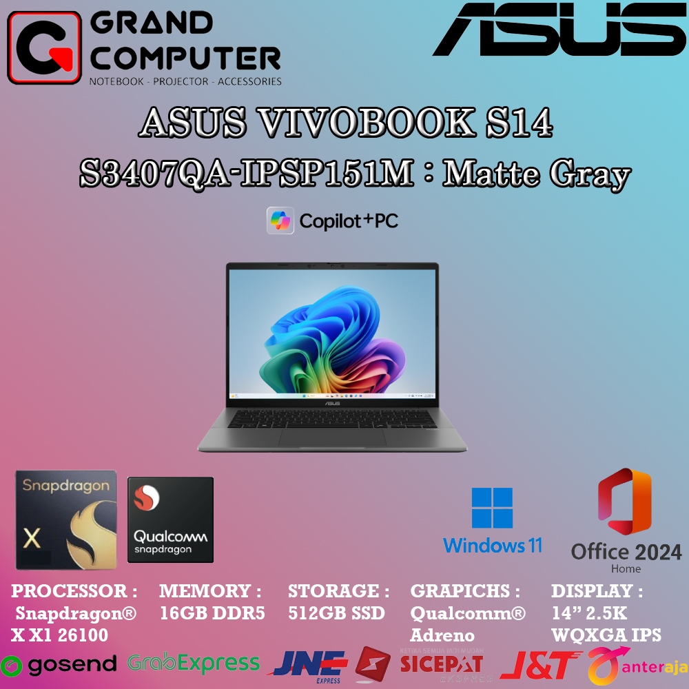 Jual Asus Vivobook S14 S3407QA IPSP151M Snapdragon X1 16GB 512GB SSD 14 ...