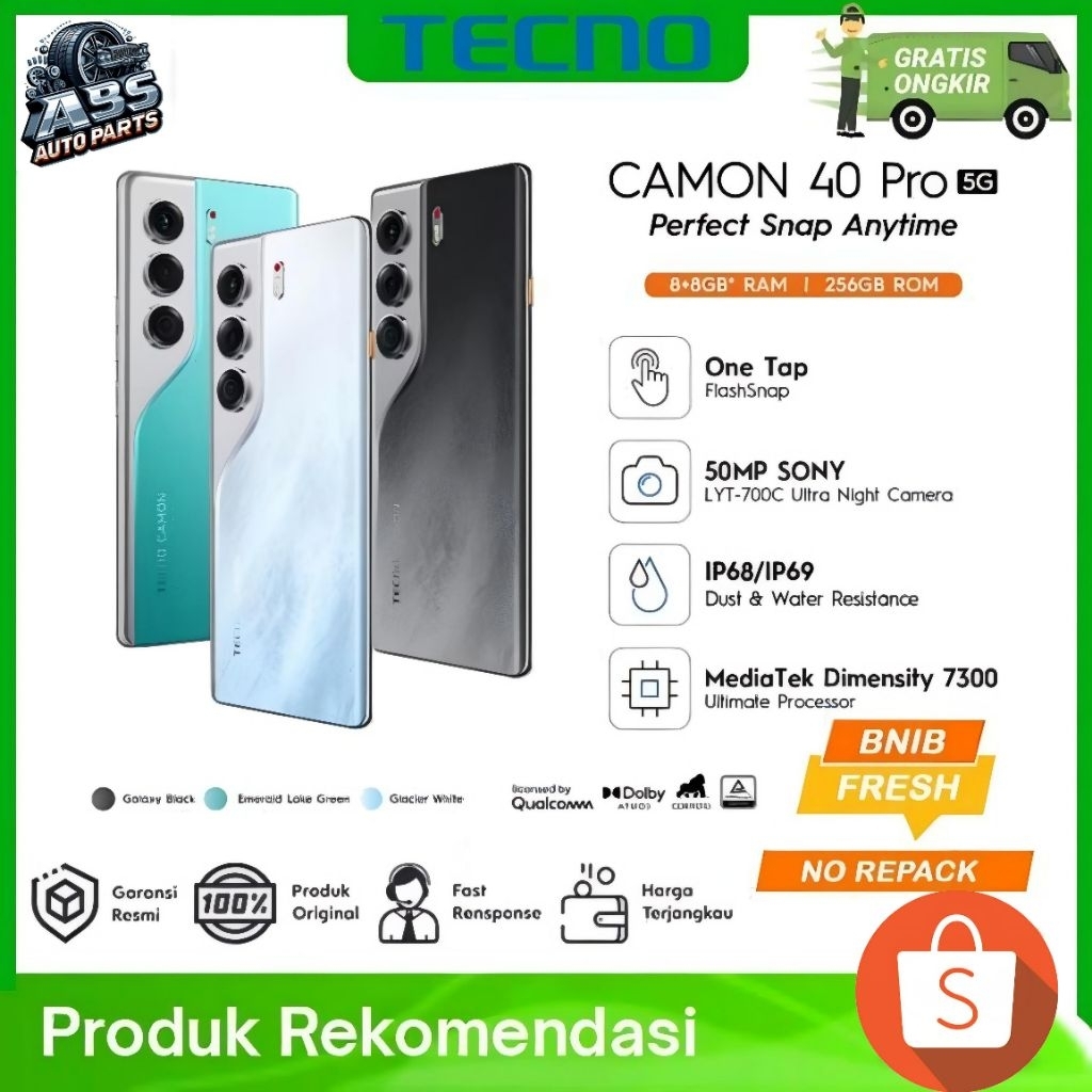 Jual [NO COD] Tecno Camon 40 Pro 5G 8/256 Gb BNIB No Repack Garansi ...