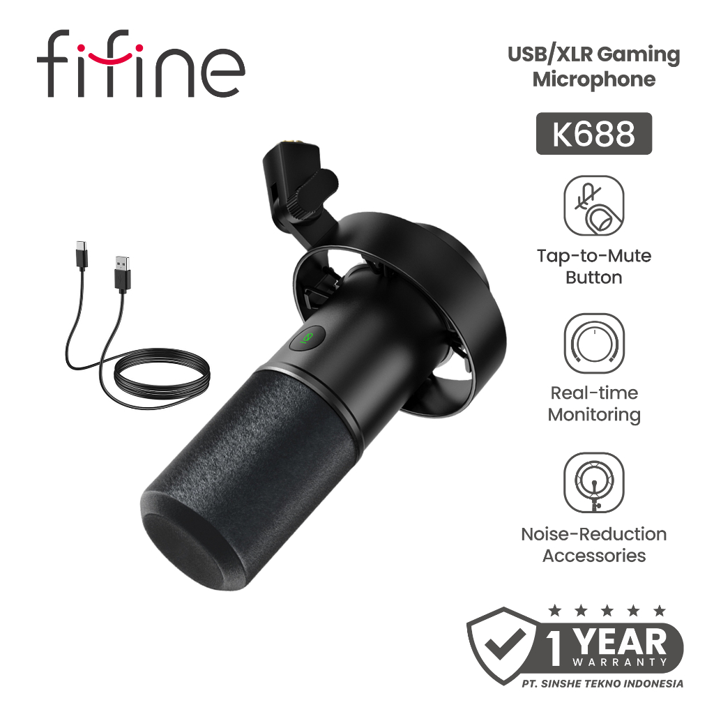 Jual FIFINE K688 Mikrofon Podcast Profesional USB & XLR – Mic Dynamic Cardioid untuk Live ...