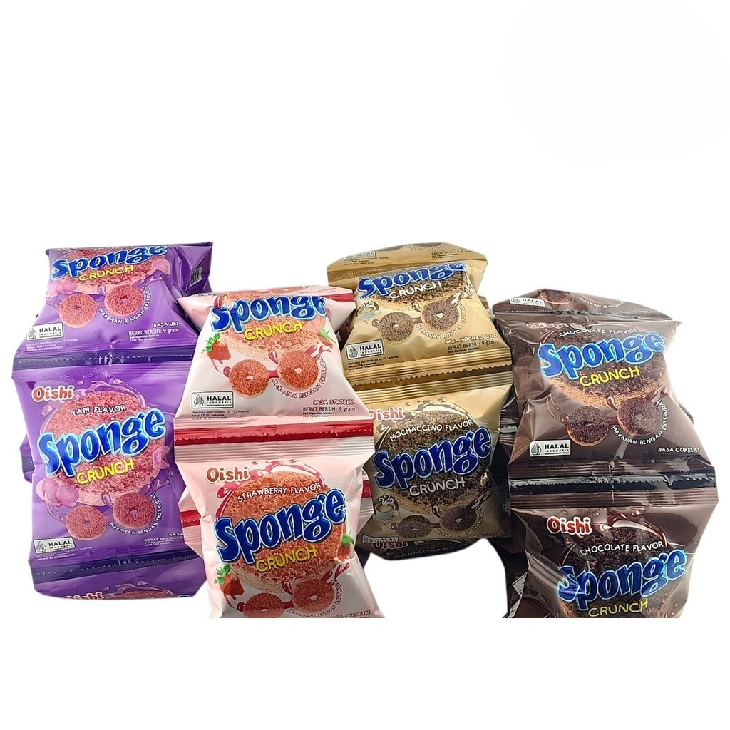 Jual OISHI SPONGE CRUNCH RENCENG 10 PCS 9GR COKLAT STROBERI CHOCOLATE ...