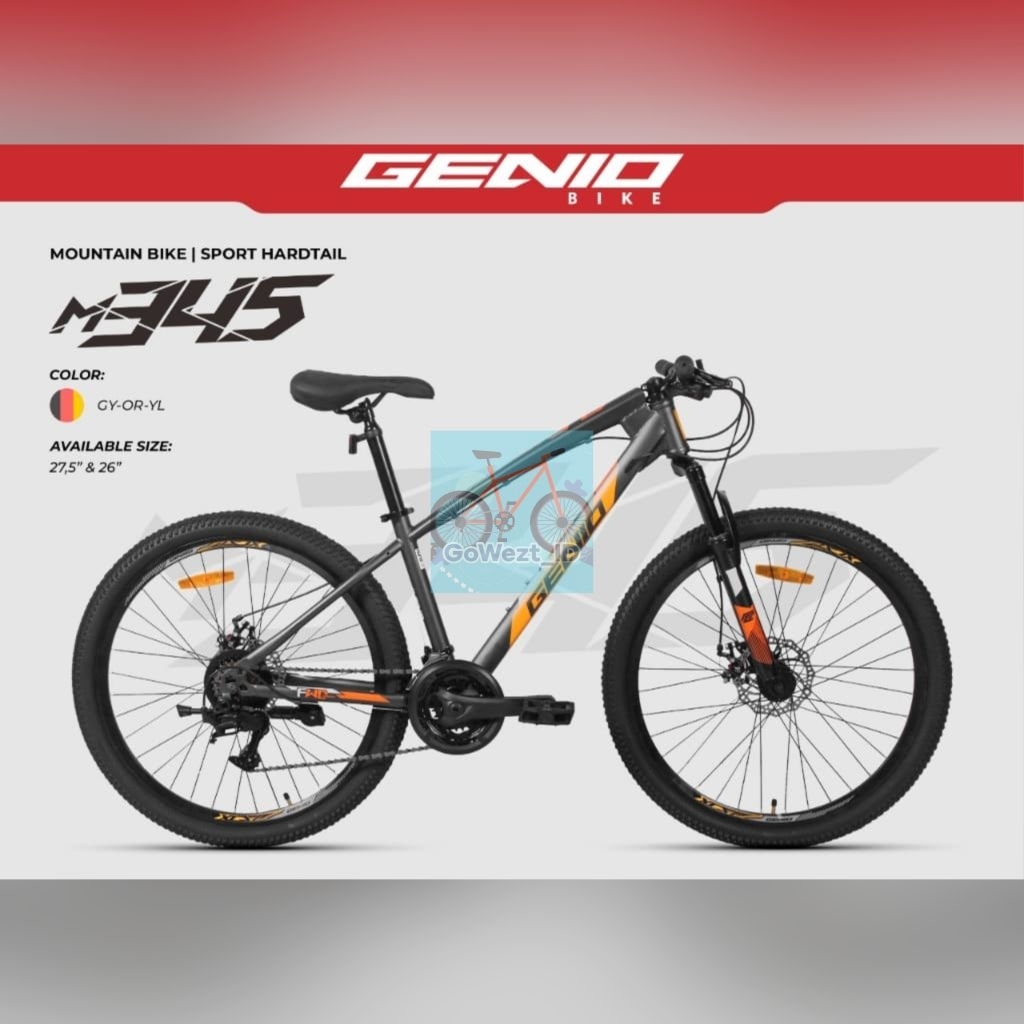 Jual Sepeda Gunung MTB Dewasa Ukuran 26 & 27.5 Genio M 345 M345 Steel Frame 24 Speed | High ...
