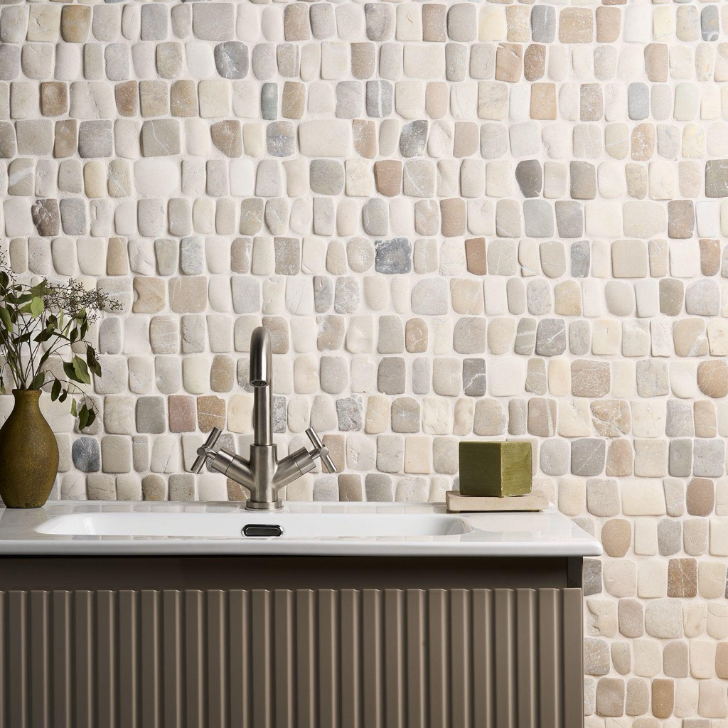 Jual Lombok Pebble Strip Wall Mosaic Tile 30x30 cm | Shopee Indonesia