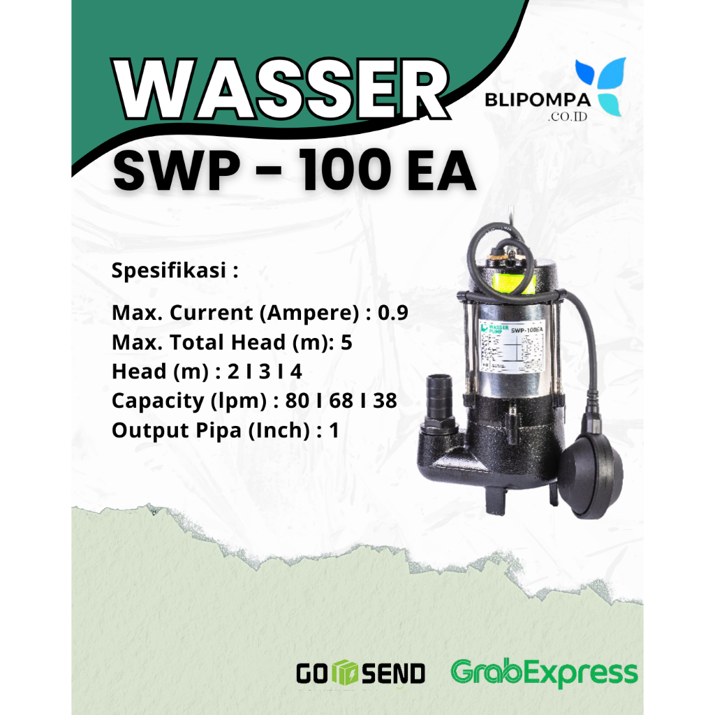 Jual POMPA AIR SUBMERSIBLE / POMPA CELUP WASSER SWP 100 EA - AUTOMATIC ...