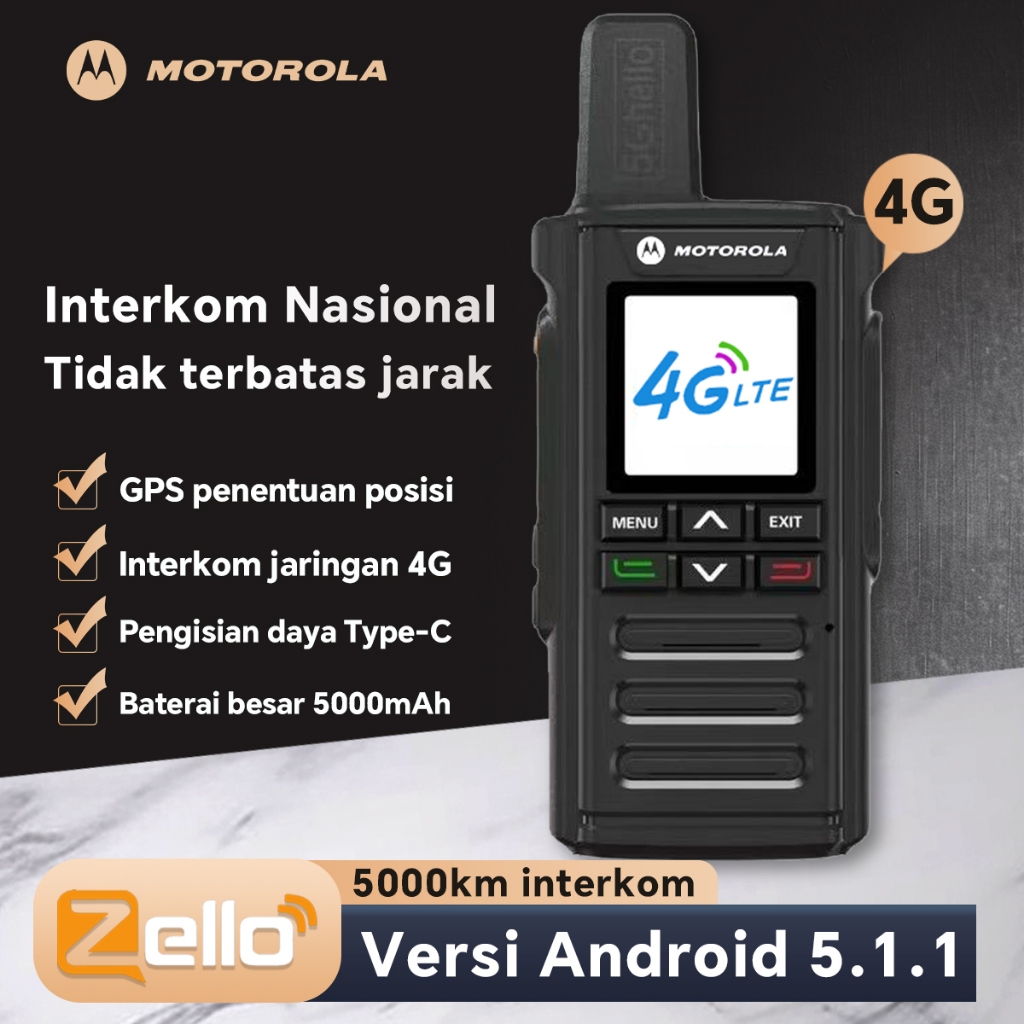 Jual MOTOROLA T99 Zello Walkie Talkie 5G Android With Bluetooth WIFI Poc Network Two Way Radio ...