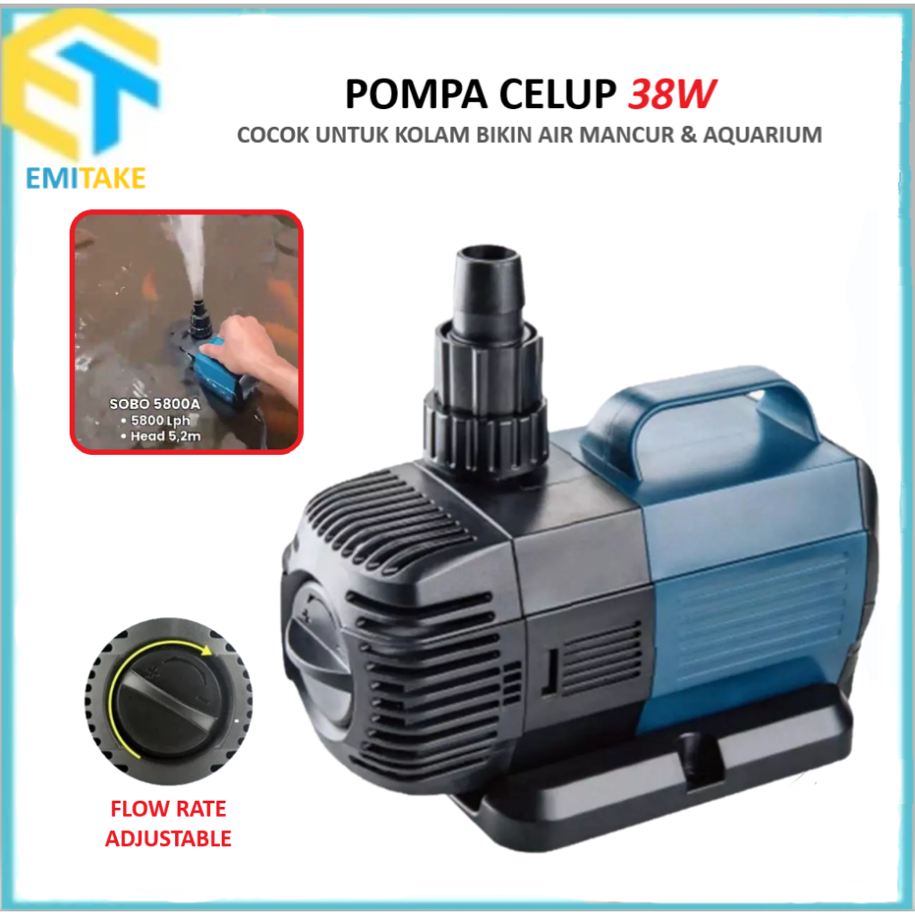 Jual Pompa Air Celup 5800L/H 38W Daya Hisap Tinggi Mesin Pompa Kolam ...