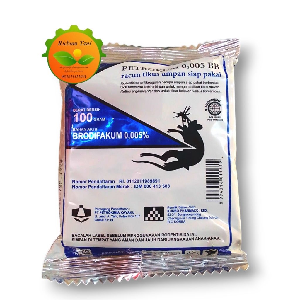 Jual Rodentisida/Racun Tikus Petrokum 0,005BB Kemasan 100 Gram | Shopee ...