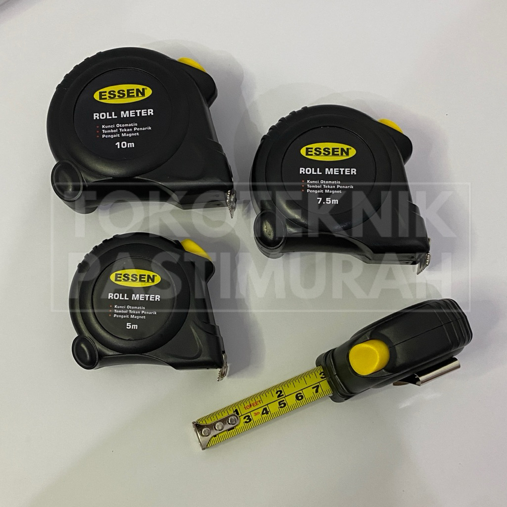 Jual Roll Meter Meteran ESSEN / Tekiro 3m 5m 7.5m 10m Auto Stop Meteran ...