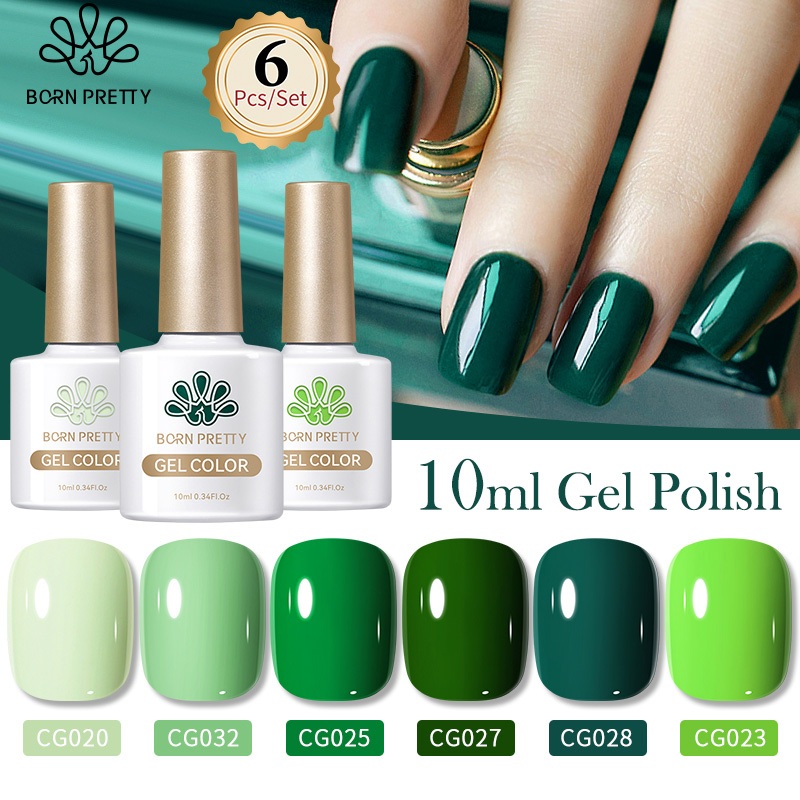 Jual BORN PRETTY Green Gel Nail Gel Polish Set 10ml 6 Botol Hijau Kutek ...