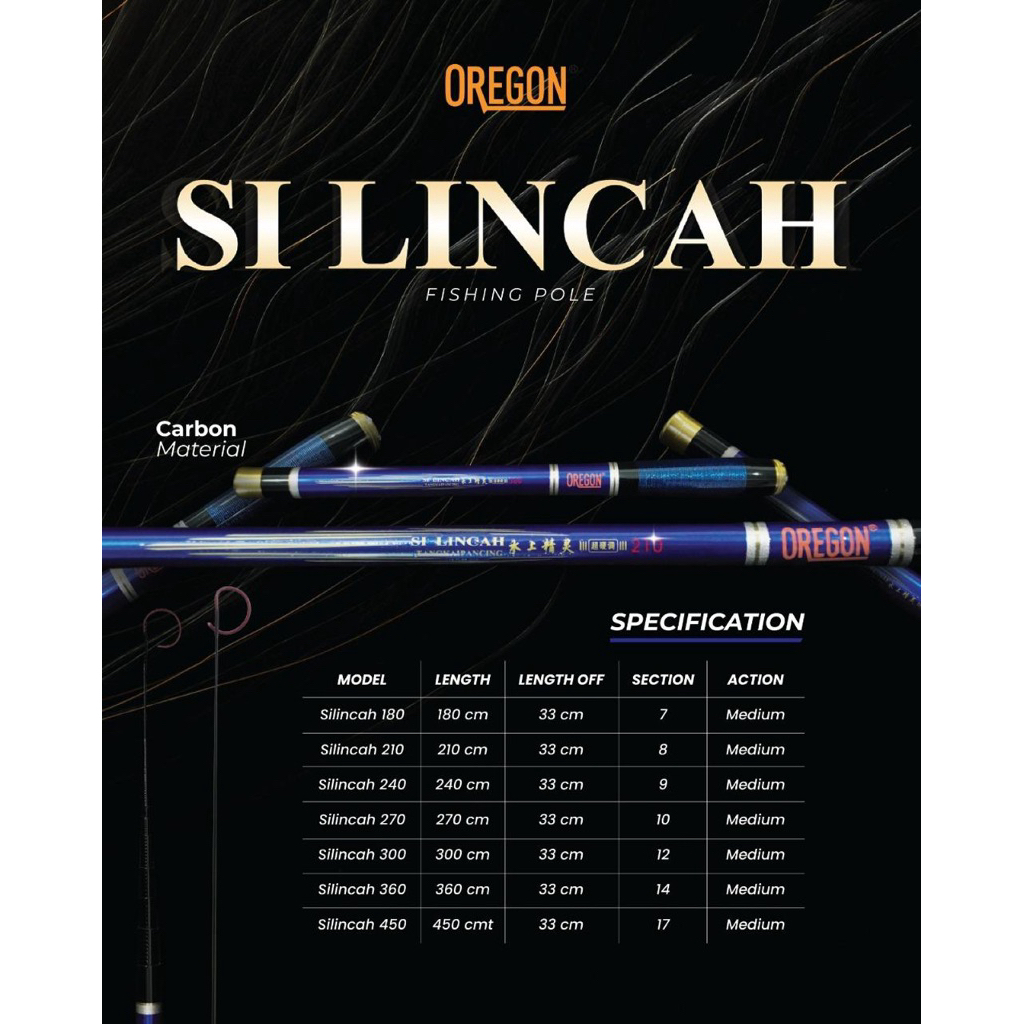 Jual Joran//Tegek Oregon Silincah 180,210,240,270,300,360,450 | Shopee ...