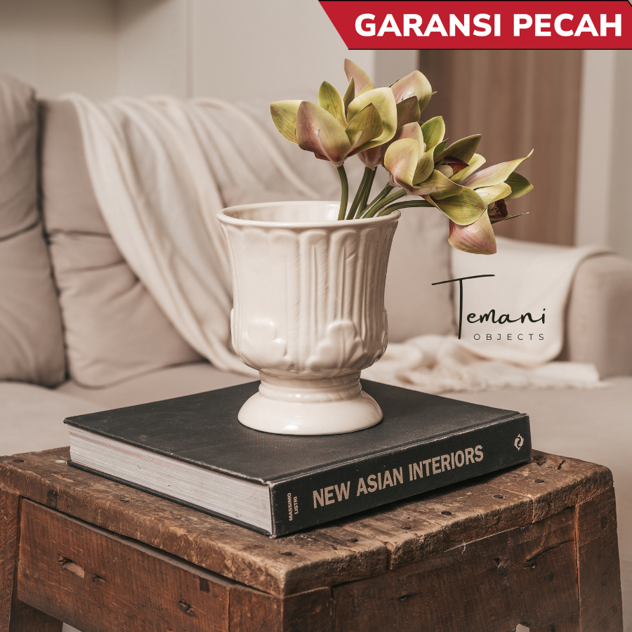 Jual Temani Objects - Alma Vase Bunga Keramik Cantik/ Vas Putih ...