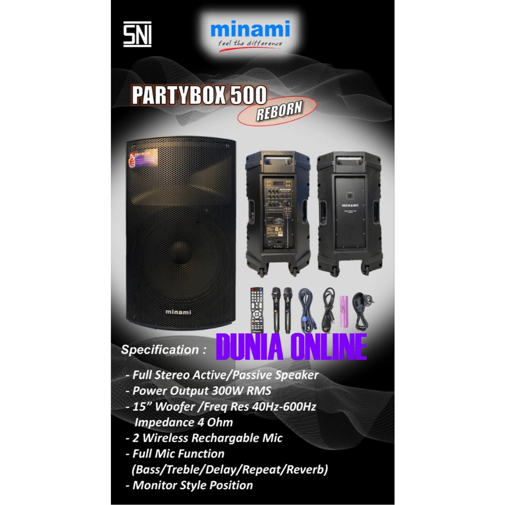 Jual SPEAKER AKTIF + PASIF MINAMI FULL RAM 15 INCH PARTYBOX500 REBORN ...