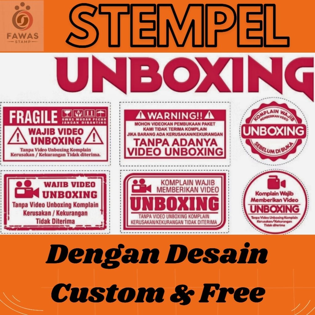 Jual Stempel Tanda Lunas Unboxing fragile besar untuk logo di kardus ...