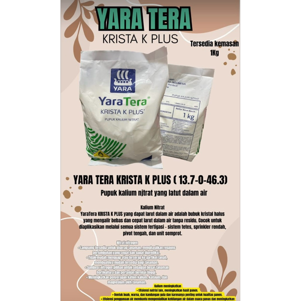 Jual Yara Tera Krista K Plus 1kg Pupuk Kalium Nitrat | Shopee Indonesia