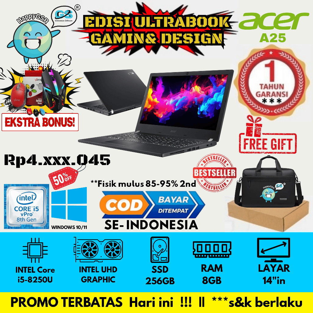 Jual Laptop Acer P449 Core i5 Gen 8 RAM 8GB SSD 256GB - Kerja Cepat, Harga Murah! | Shopee Indonesia