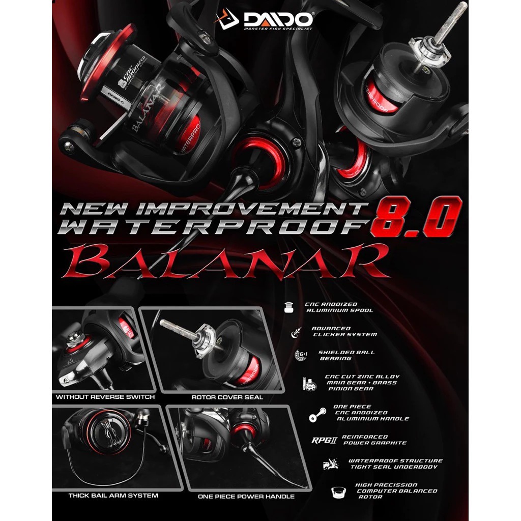Jual Reel Pancing Daido BALANAR NEW WATERPROOF 8.0 1000 - 6000 7 BALL ...