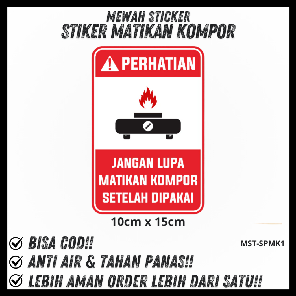 Jual Sticker Matikan kompor / stiker jangan lupa matikan kompor ...