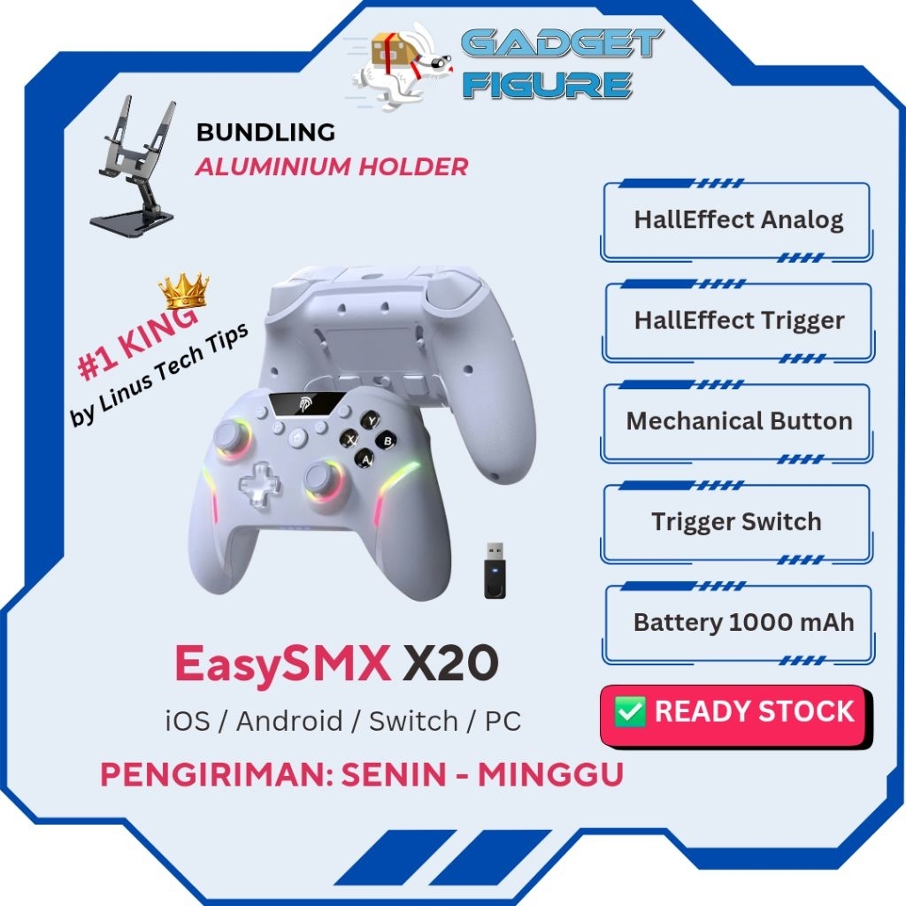 Jual EasySMX X20 Gamepad Controller Hall Effect Joystick Full ...