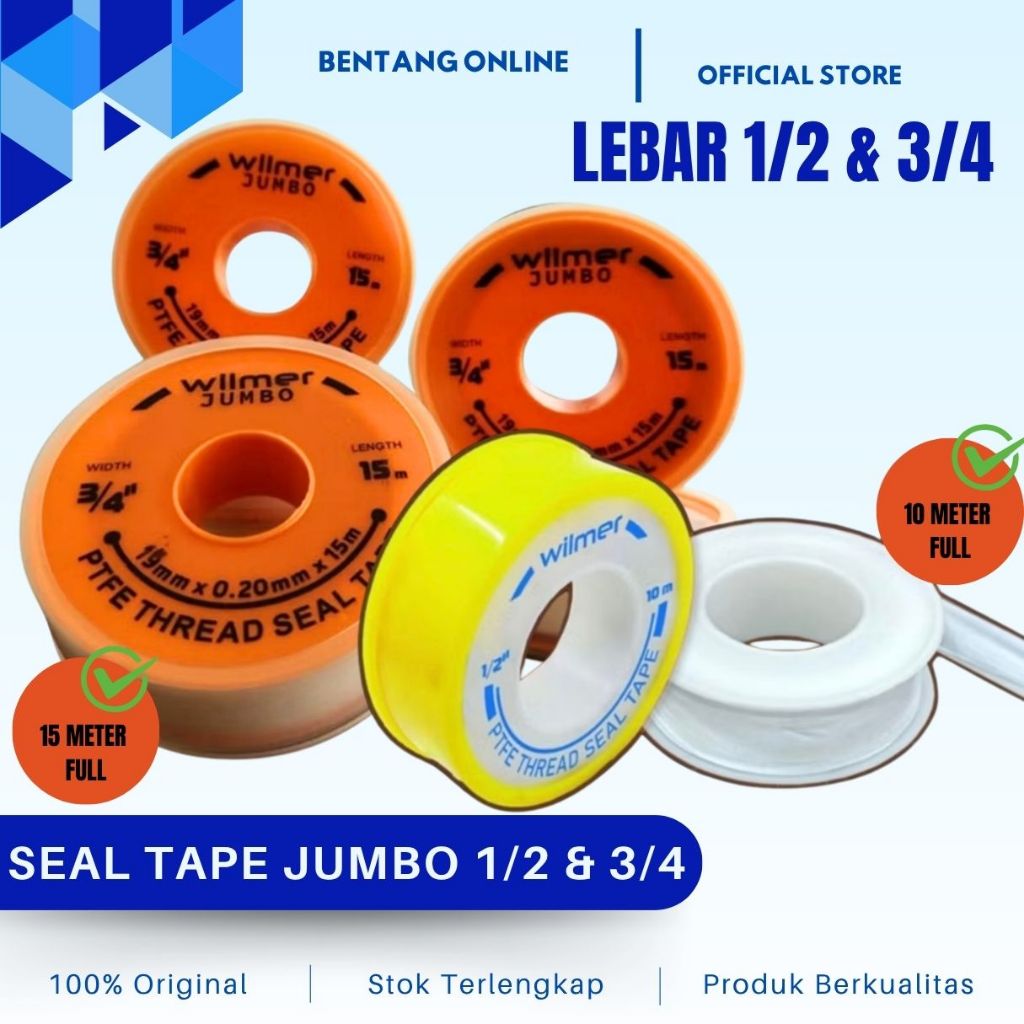 Jual Seal Tape Kran Air 1/2 3/4 inch Isolasi Selitop Keran Jumbo Murah ...