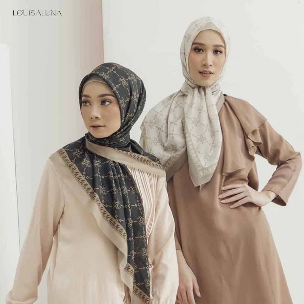 Jual LOUISALUNA - NO BOX - Monogram - 2 Warna - Hijab Segi Empat Voal - 120 cm & 135 cm - Laser ...